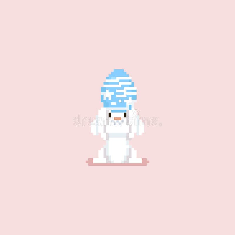 Pixel Rabbit Holding Easter Egg.8bit. Stock Illustration - Illustration ...