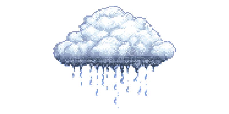 Pixel Art Rain Cloud Isolated on Transparent Background Stock ...