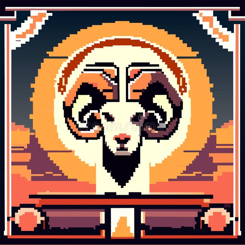 Pixel Art Ram Head. 8 Bit Pixel Art Vector Illustration Stock Vector ...