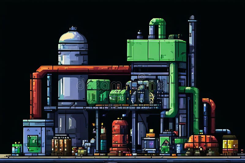 Pixel Art Recycling Facility Create a Pixelated Retro Inspired Stock ...