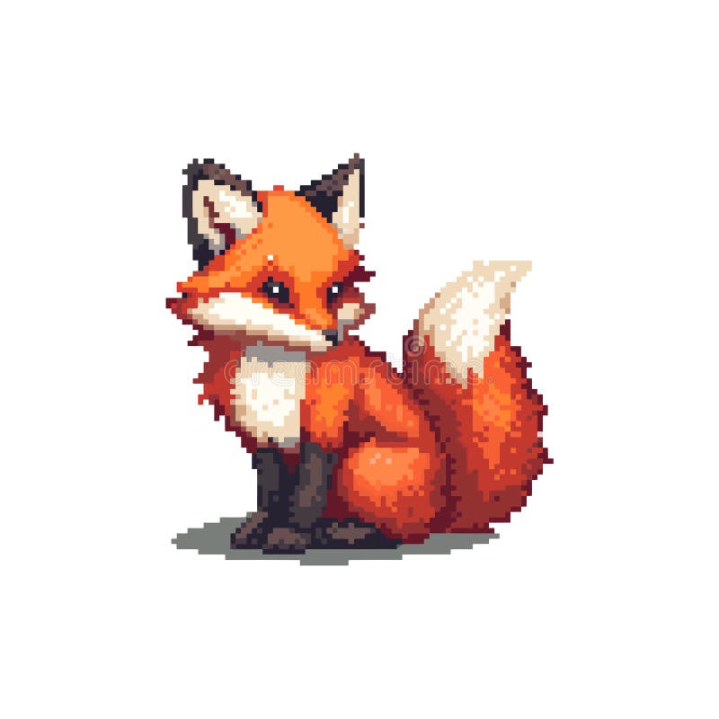 Pixel Art Red Fox on White Background. Vector Illustration Design Stock ...