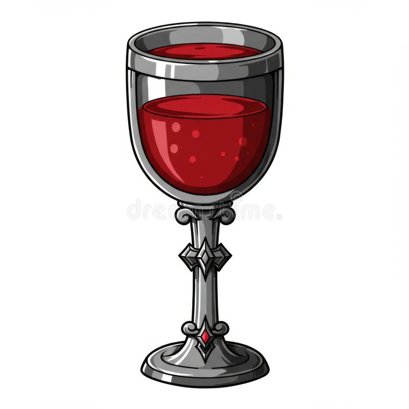 Pixel Art Red Wine in Silver Goblet Stock Illustration - Illustration ...