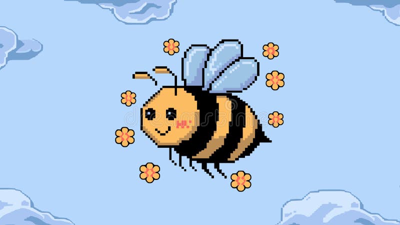 A Pixel Art Rendition of a Bee, Designed As a Sprite for a Retro Video ...