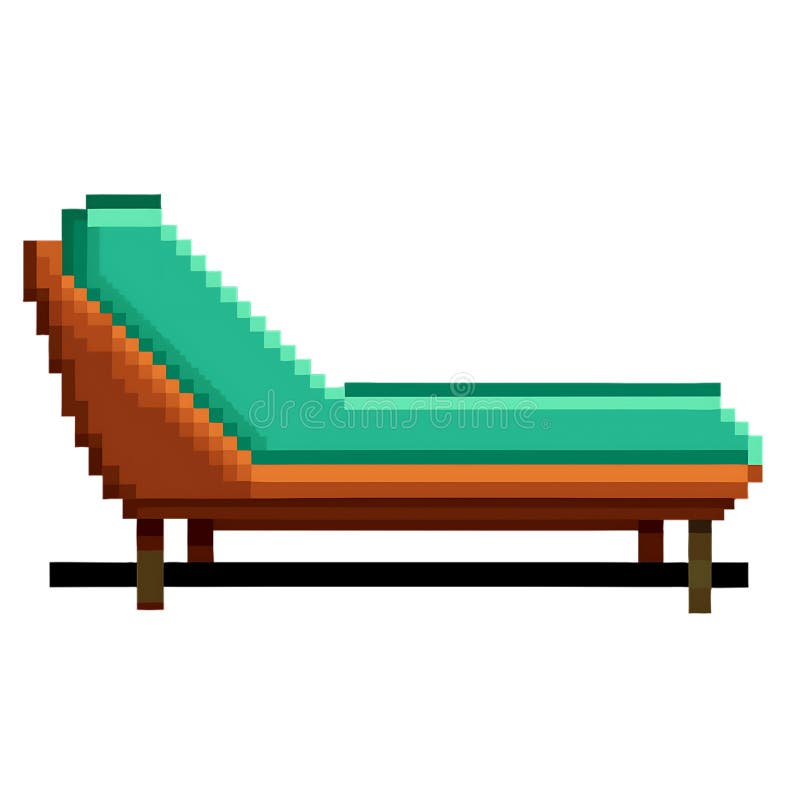 Pixel Art Representation of Green Chaise Longue Sofa in a Modern Style ...