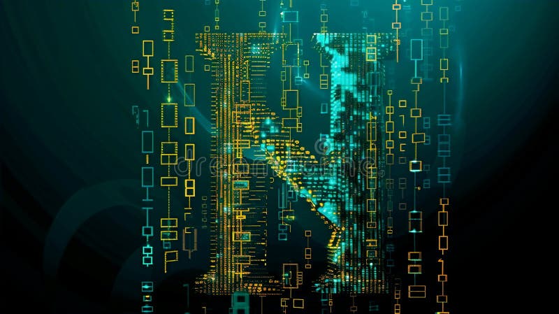 A Pixel Art Representation of the Letter N, Made Up of Digital Code ...