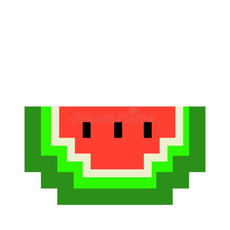 Pixel Art Representation of a Watermelon Slice. Stock Illustration - Illustration of slice ...