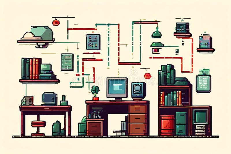 Pixel Art Retro Style Pixelated Representation of Office Element Stock ...