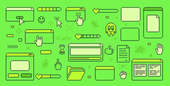 Pixel Art Retro Windows Interface. 8 Bit Text Boxes with Pointers ...