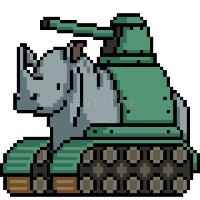 Pixel Art of Rhino War Tank Stock Vector - Illustration of doodle ...