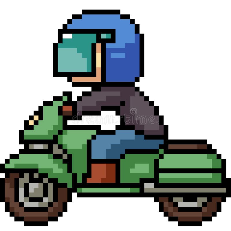 8-bit Pixel Art of Ktm Rider on Harley Fatboy with Volcano in ...