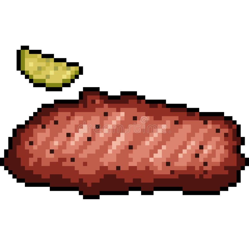 Pixel Art of Roast Meat Steak Stock Vector - Illustration of breakfast ...