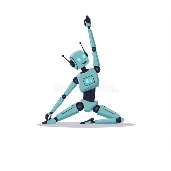 Pixel Art Robot Performing Yoga Pose Stock Illustration - Illustration ...
