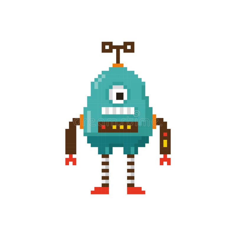 Pixel Art Robot. Vector Illustration Decorative Design Stock Vector ...