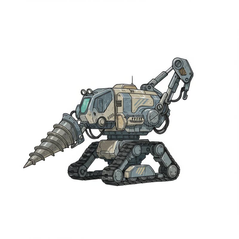 Pixel Art Robotic Drilling Machine on Tracks Stock Illustration ...