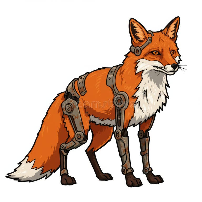 Pixel Art Robotic Fox with Rusty Metal Limbs Stock Illustration ...
