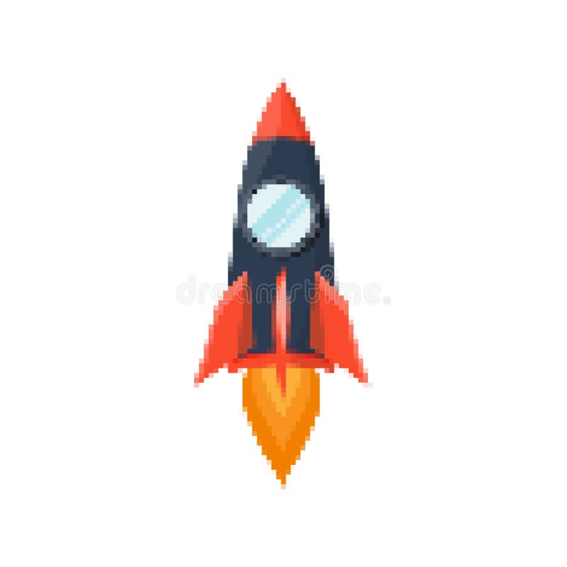 Pixel Art Rocket with Fiery Trails, Retro Games, Space-themed Designs ...