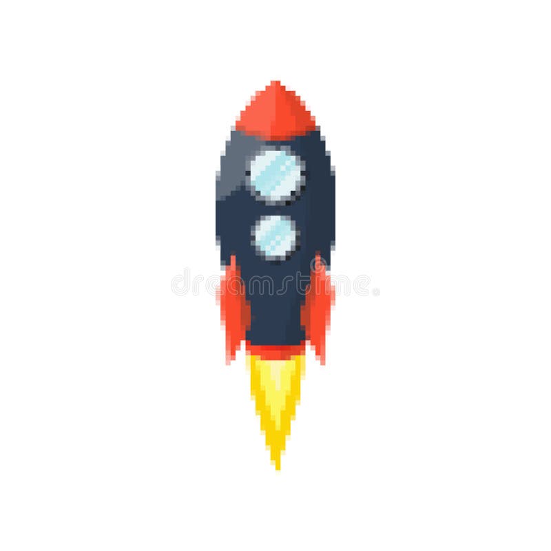 Pixel Art Rocket with Fiery Trails, Retro Games, Space-themed Designs ...