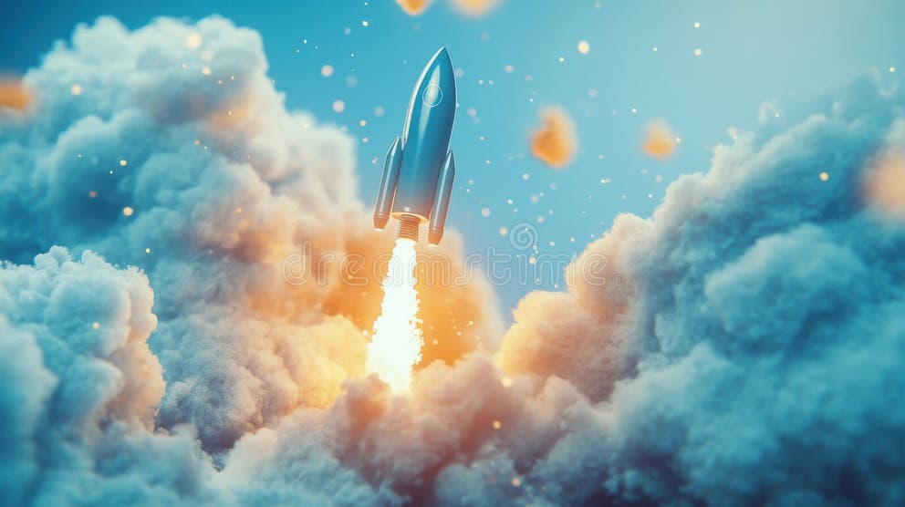 Pixel Art Rocket Launch Dynamic Digital Space Illustration AI-generated ...