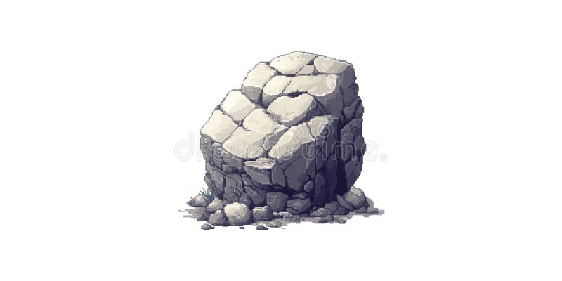 Pixel Art Rocky Boulder Isolated on Transparent Background Stock Photo ...