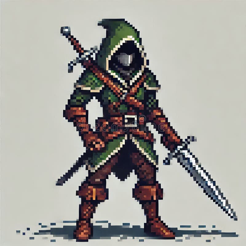 Pixel Art Rogue Assassin stock illustration. Illustration of tactical ...