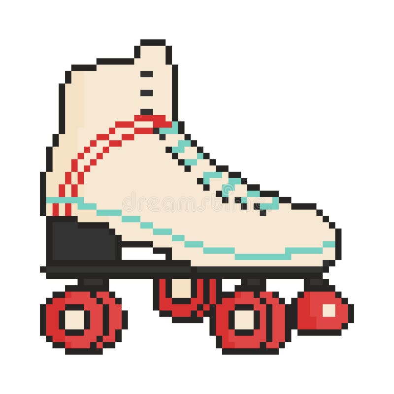 Pixel Art Roller Skates Icon in 8 Bit Style. Retro 80s,90s Video Game ...