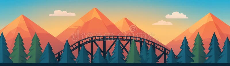 A Pixel Art Rollercoaster, Flat Design, Side View, Theme Park Theme ...