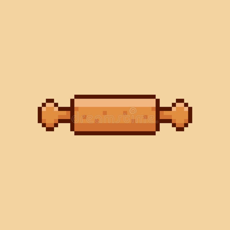Pixel Art Rolling Pin Game Asset Design Stock Vector - Illustration of ...