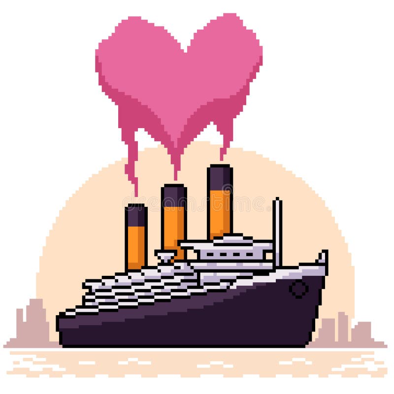 Pixel Art Romantic Cruise Ship Stock Vector - Illustration of love ...