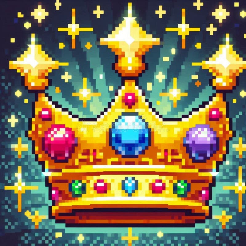 Pixel art royal crown stock illustration. Illustration of text - 328102201