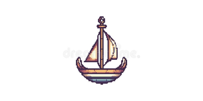 Pixel Art Sailing Boat Isolated on Transparent Background Stock Photo ...