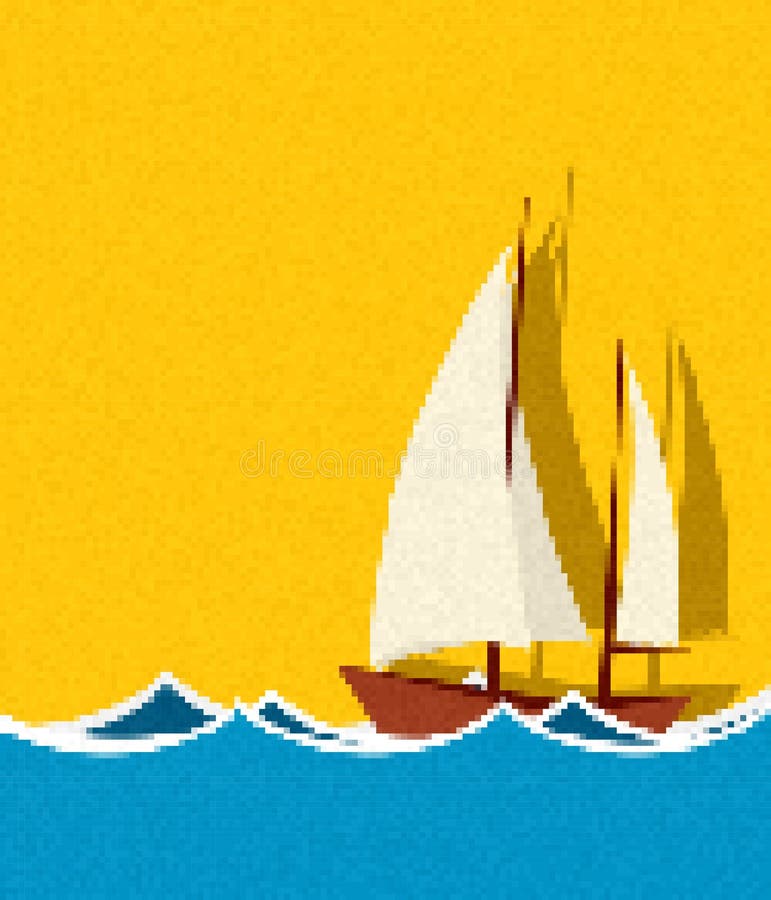 Pixel art sailing ship stock vector. Illustration of stylization ...