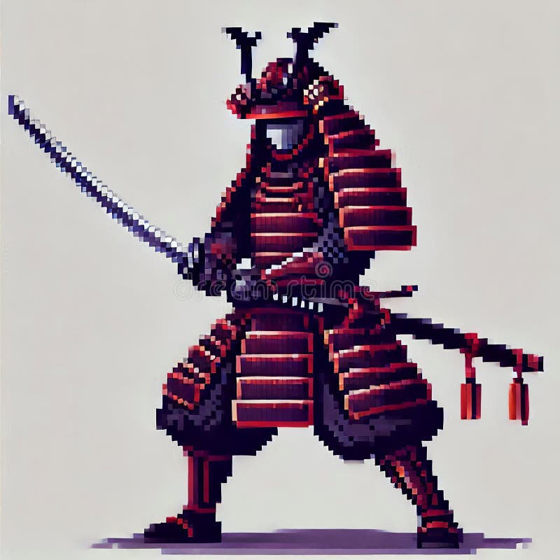 Pixel Art Samurai Warrior stock illustration. Illustration of japan ...