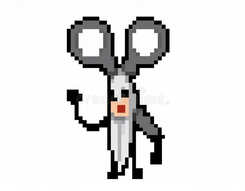 Pixel Art Scissors Mascot with Sharp Smile Stock Illustration ...
