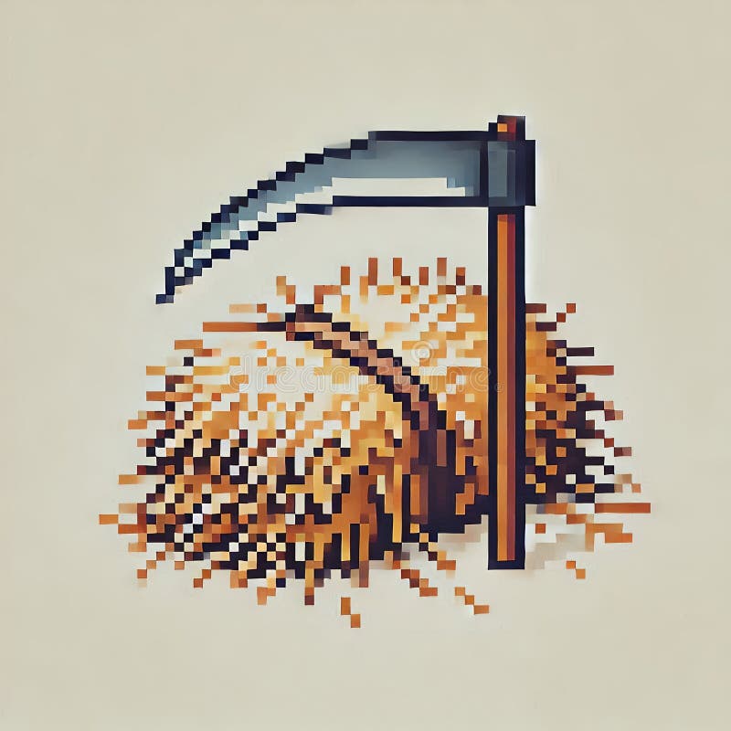 Pixel Art Scythe and Hay stock illustration. Illustration of fantasy ...