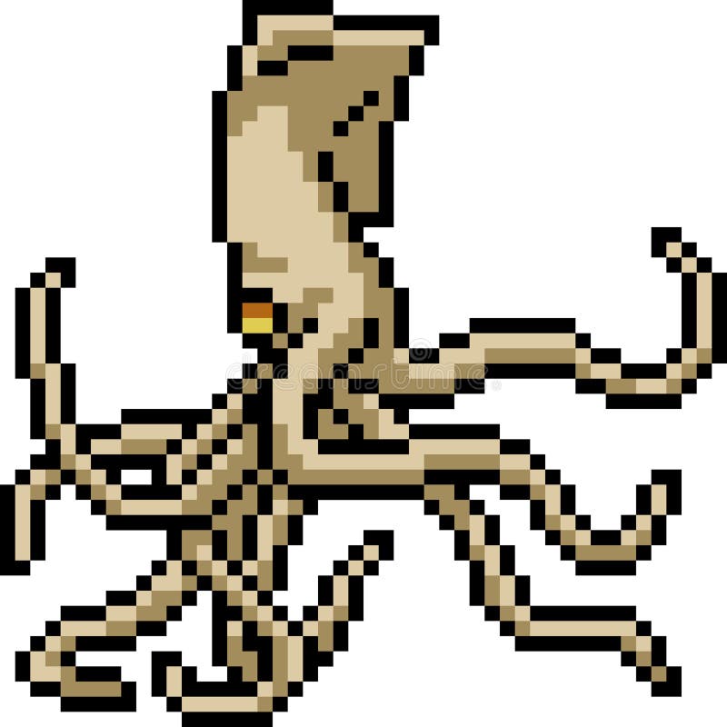 Pixel Art Sea Squid Tentacle Stock Vector - Illustration of cartoon ...