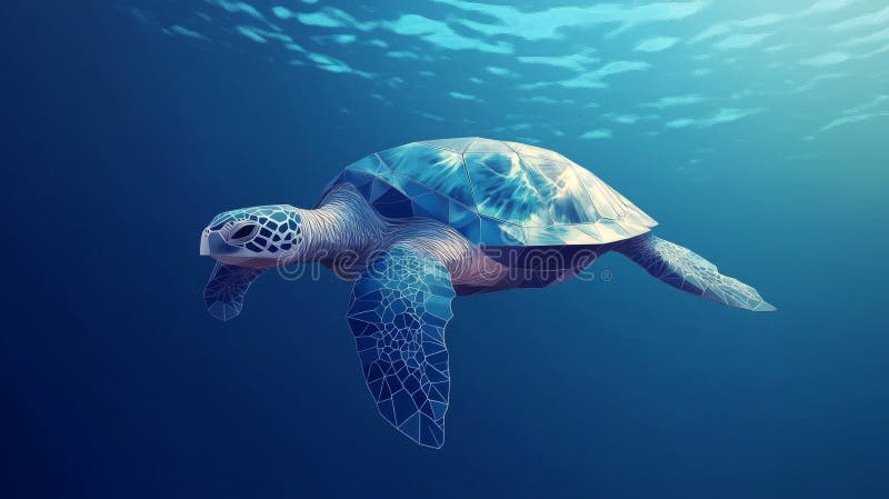 Pixel Art Sea Turtle Underwater in Blue Ocean Stock Illustration ...