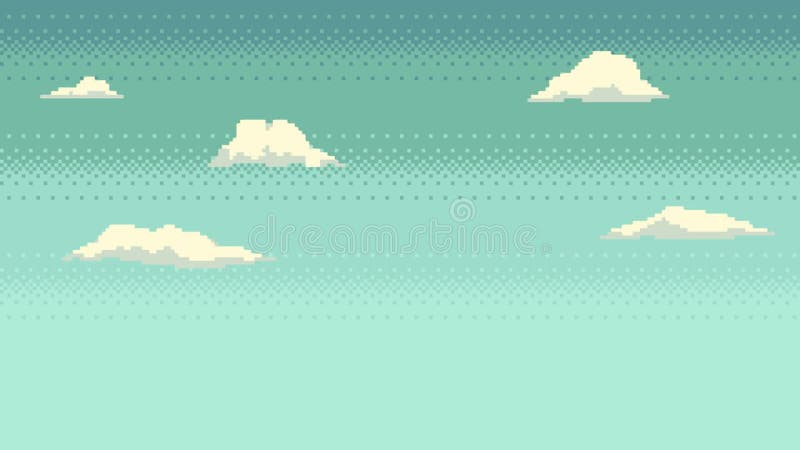 Pixel Art Seamless Animation of Floating Clouds on the Sky. Animated 8 Bit Looping Background ...