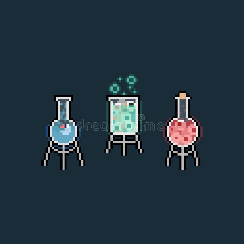 Pixel Art Set of Beaker with Eye Balls. Stock Vector - Illustration of ...