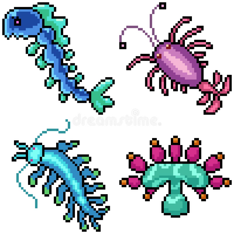 Pixel Art Isolated Deep Sea Creature Stock Vector - Illustration of ...