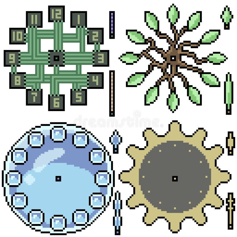 Pixel Art Isolated Fancy Clock Design Stock Vector - Illustration of ...