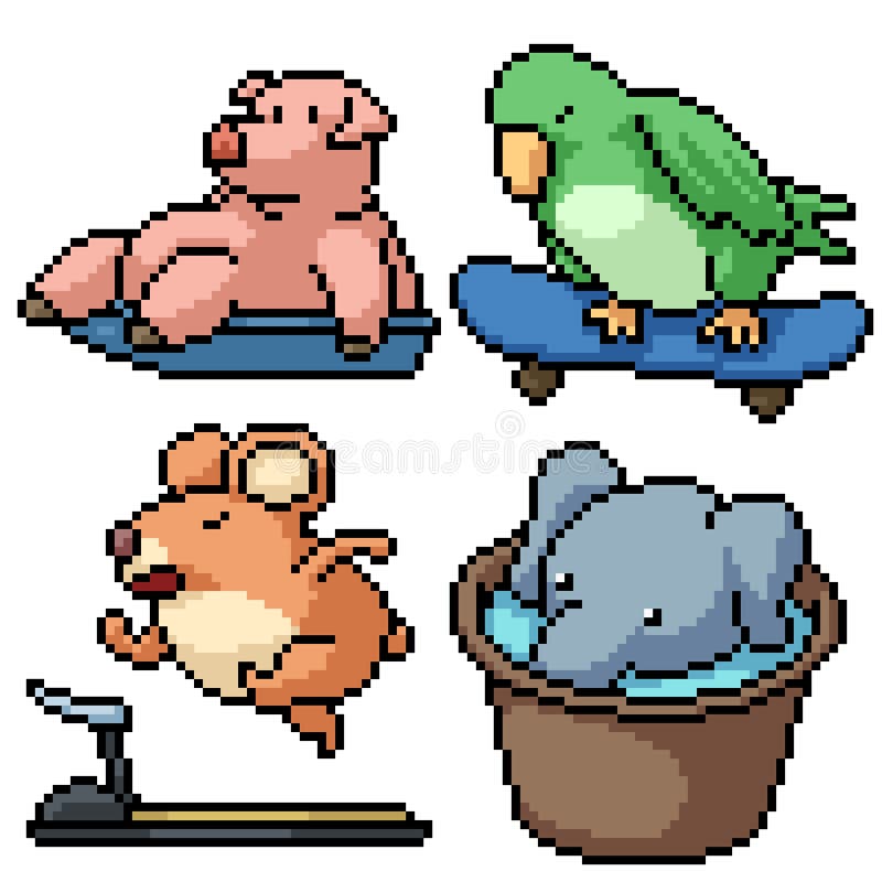 Pixel Art Isolated Funny Animal Stock Vector - Illustration of pixel ...