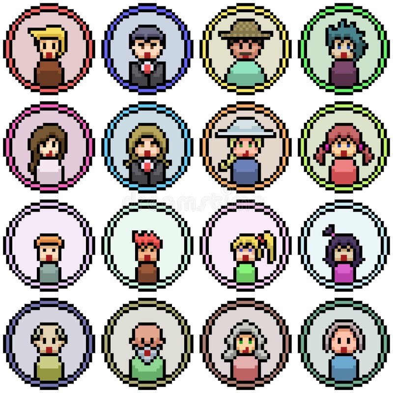 Pixel Art Isolated People Face Icon Stock Vector - Illustration of ...