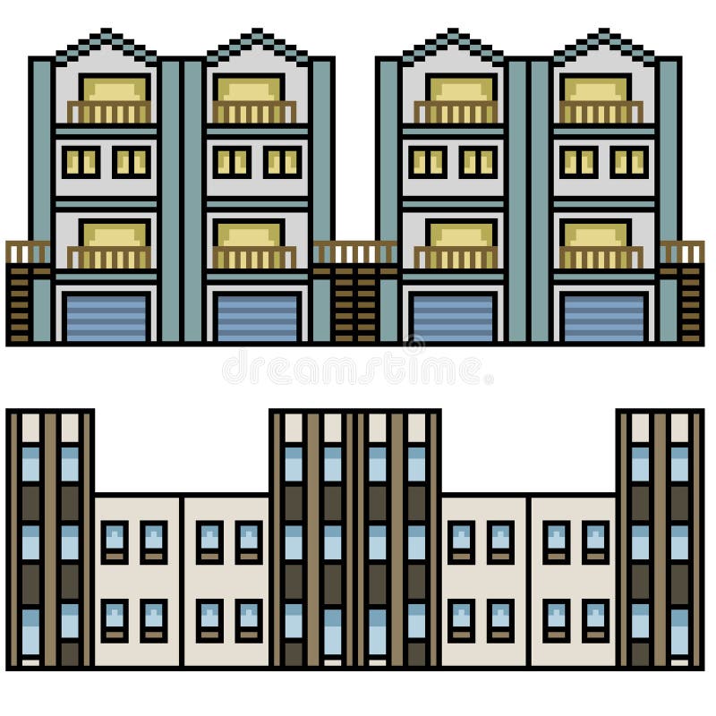 Pixel Art Isolated Town Home Loop Stock Vector - Illustration of door ...