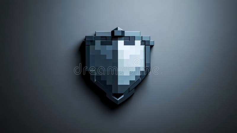 Pixel Art Shield Protecting from Cyber Attacks Stock Illustration ...