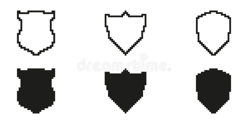 Pixel Art Shield Icon Set Stock Illustrations – 358 Pixel Art Shield ...