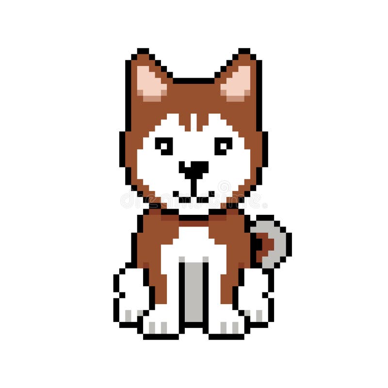 Pixel Art Siberian Husky Dog Vector in Retro Style Stock Vector ...