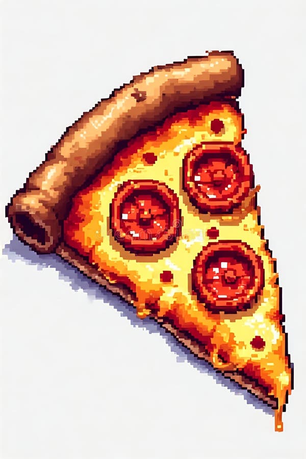 Pixel Art Pizza Slice stock illustration. Illustration of icing - 391552925