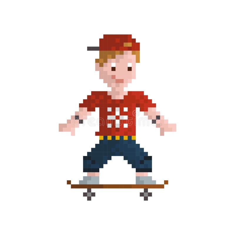Pixel Art Skateboarder. Vector Illustration Decorative Design Stock ...