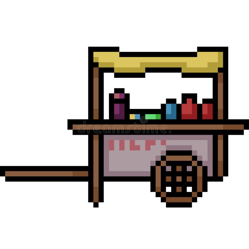 Pixel art small food cart stock vector. Illustration of icon - 273961978