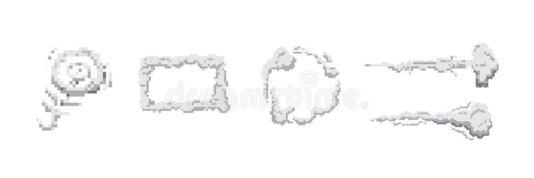 Pixel Art Smoke Effects with Spiral, Frame, Cloud, and Trail Designs ...